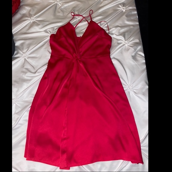 Express | Dresses | Express Mini Pink Satin Twist Front Dress Like New ...